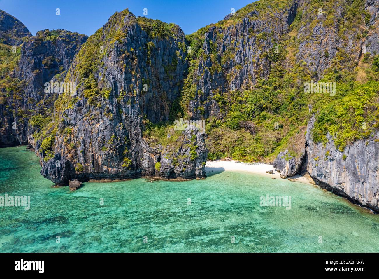 Aerial view of Maya bay beach in koh Phi Phi Leh, Krabi, Thailand Stock Photo - Alamy