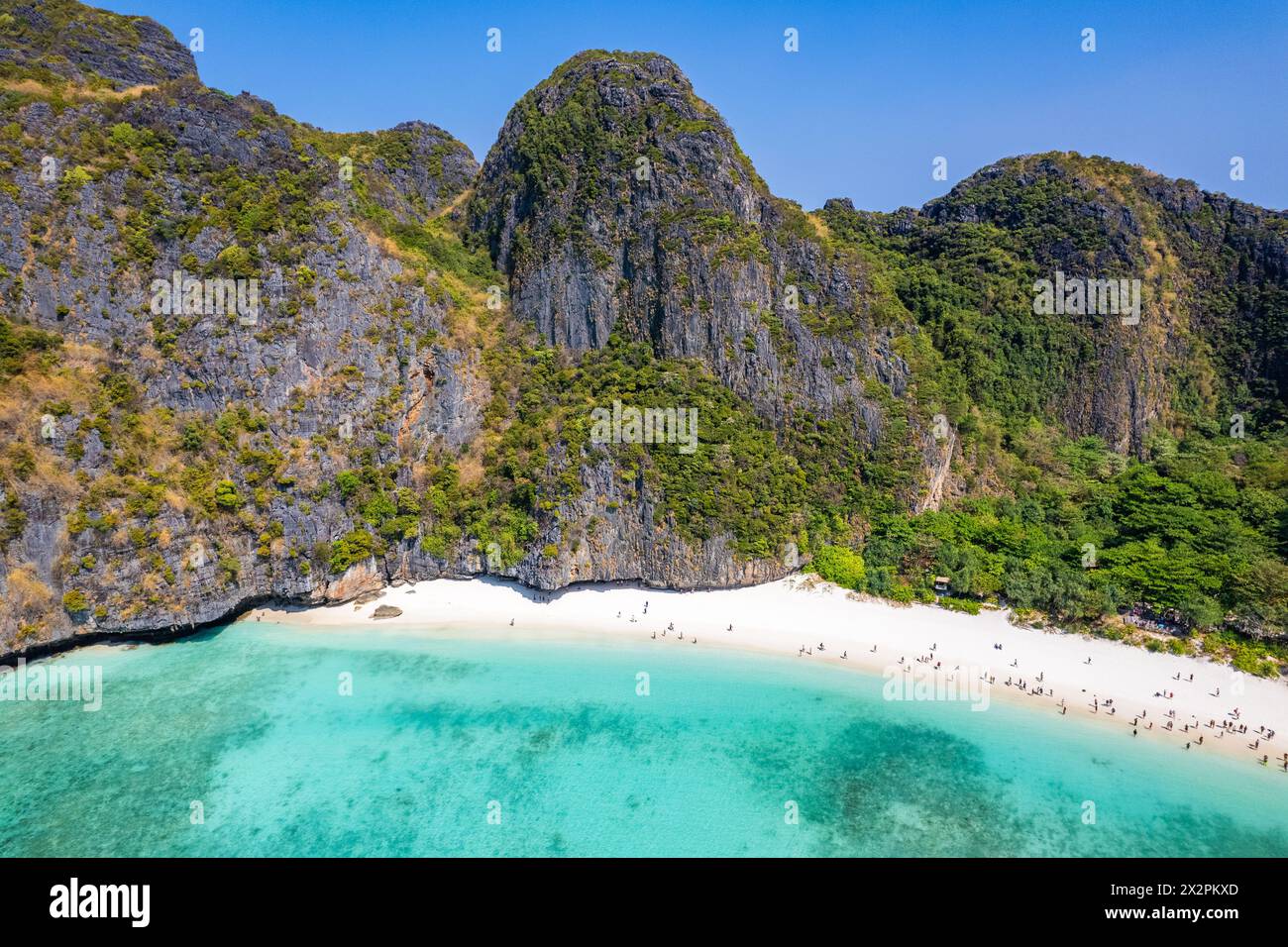 Aerial view of Maya bay beach in koh Phi Phi Leh, Krabi, Thailand Stock Photo - Alamy