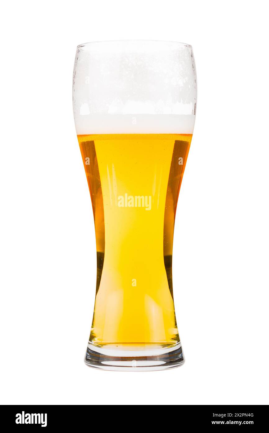 Glass filled with white lager beer with foam Stock Photo - Alamy
