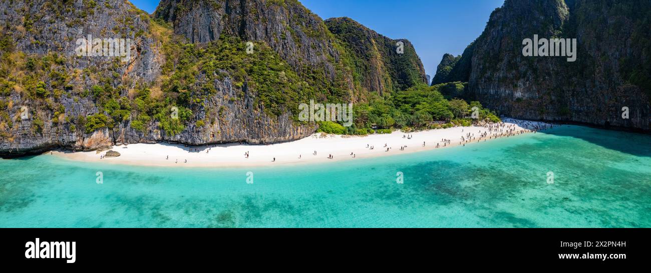 Aerial view of Maya bay beach in koh Phi Phi Leh, Krabi, Thailand Stock Photo - Alamy