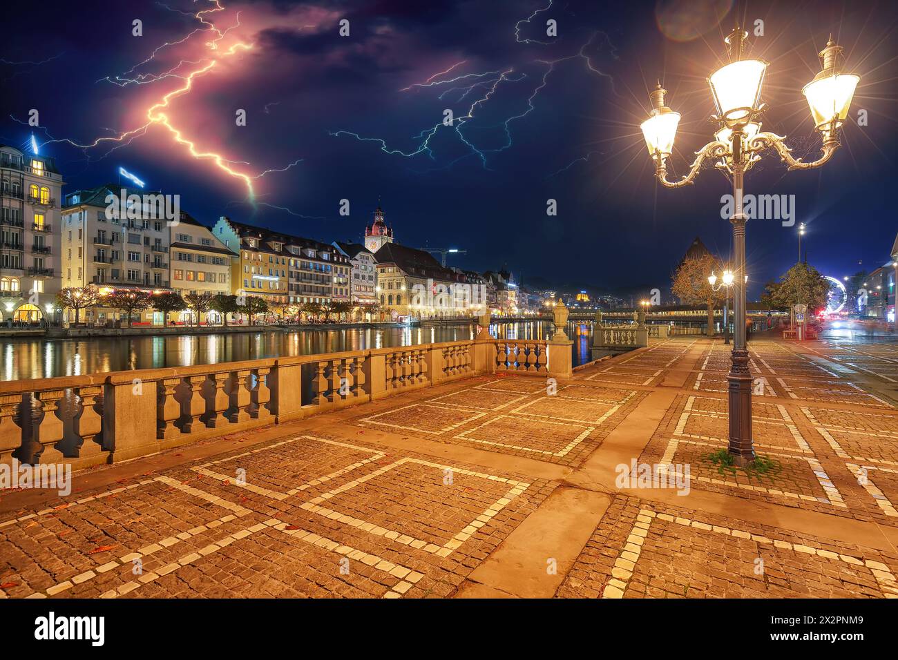 Gorgeous historic city center of Lucerne with famous buildings and ...