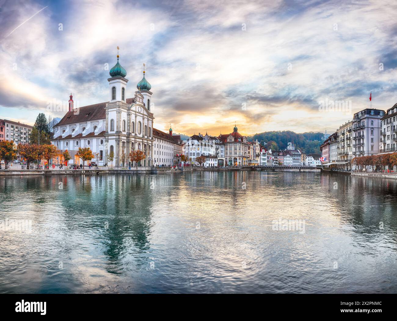 Amazing historic city center of Lucerne with famous buildings and lake ...