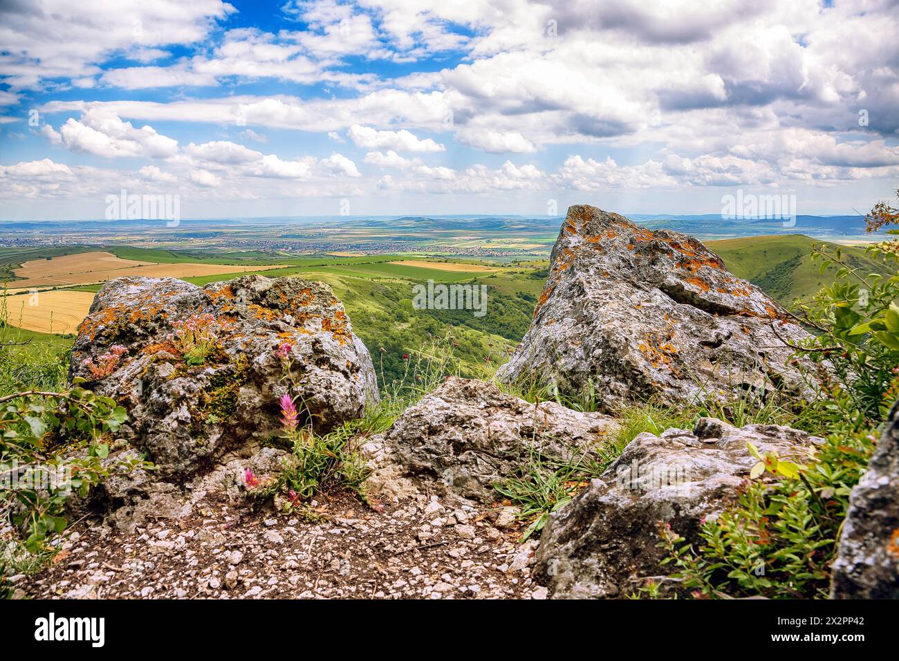 Amazing view of Turda Gorge (Cheile Turzii) natural reserve with marked ...