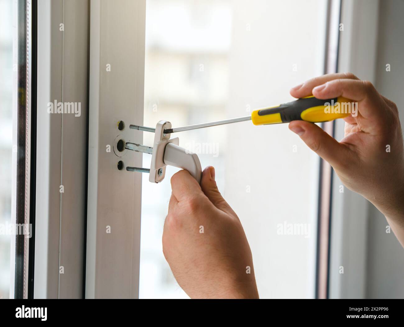 Installation of handle on windows. Protection from accidental opening ...