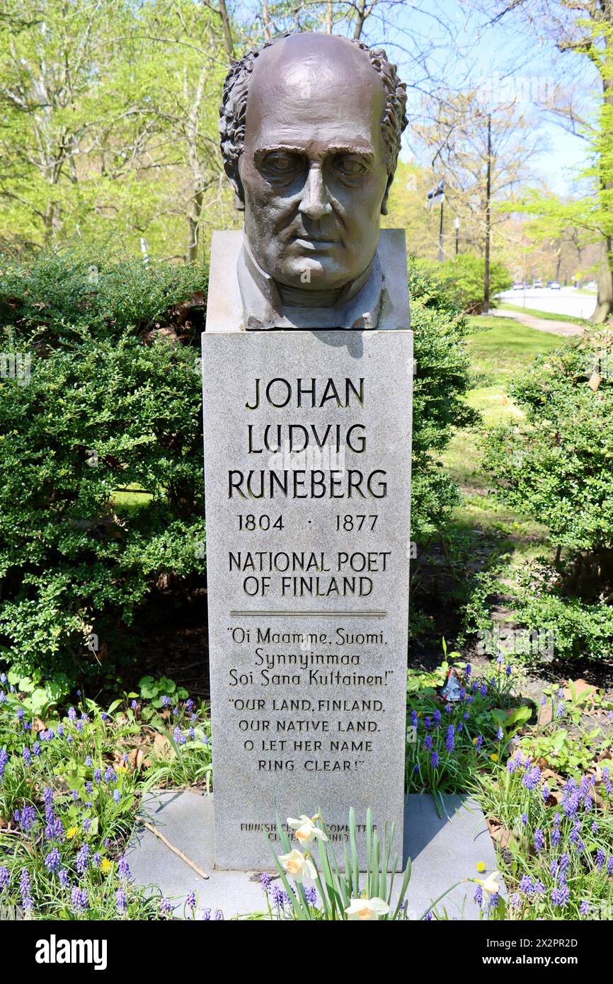 The sculpture of Finnish national poet Johan Ludvig Runeberg at the ...