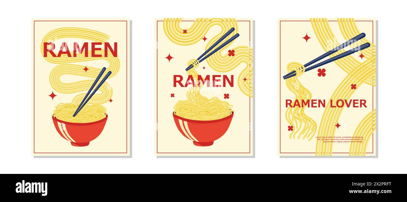 Flat design ramen vertical flyer template. Vector illustration asian ...