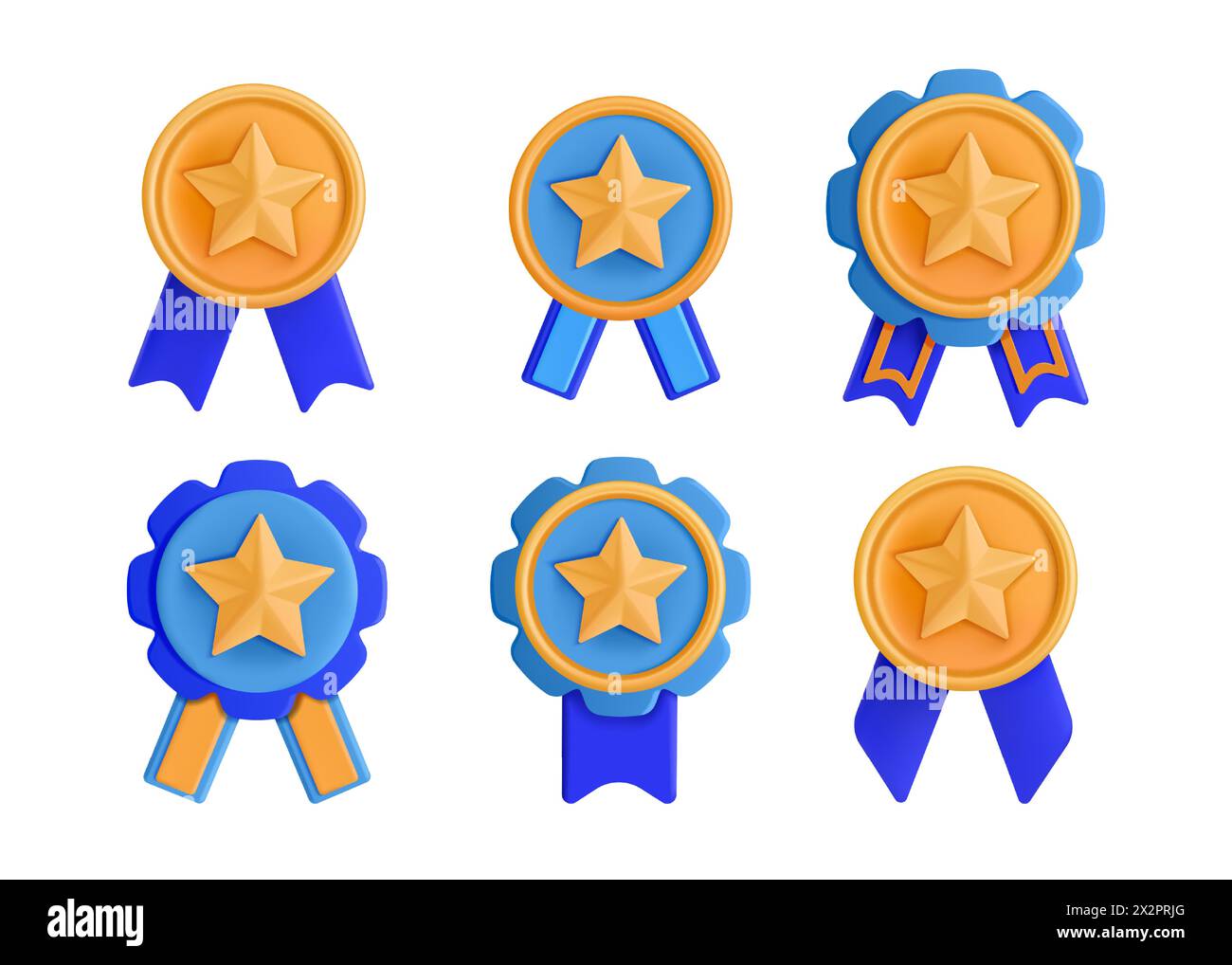 3D medal icon. Quality gold star for certificate or award. Championship ...