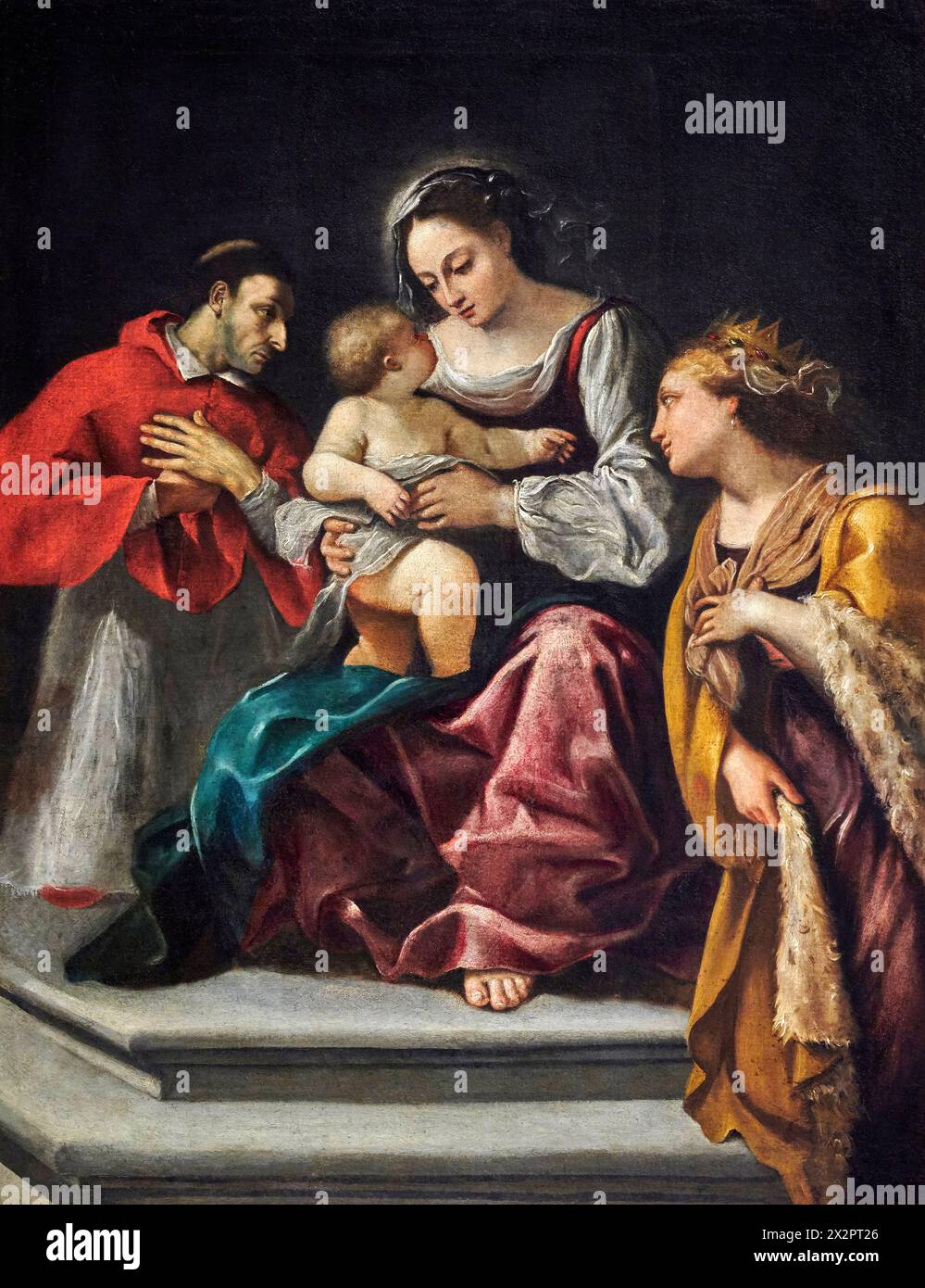 Matrimonio mistico di S. Caterina alla presenza di S. Carlo Borromeo - olio su tela - Emilio ...