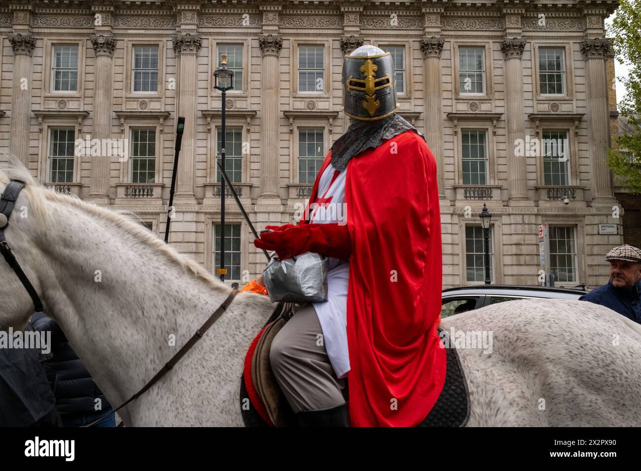 An English Knight arrives at a St Georges Day Rally Rally held in ...