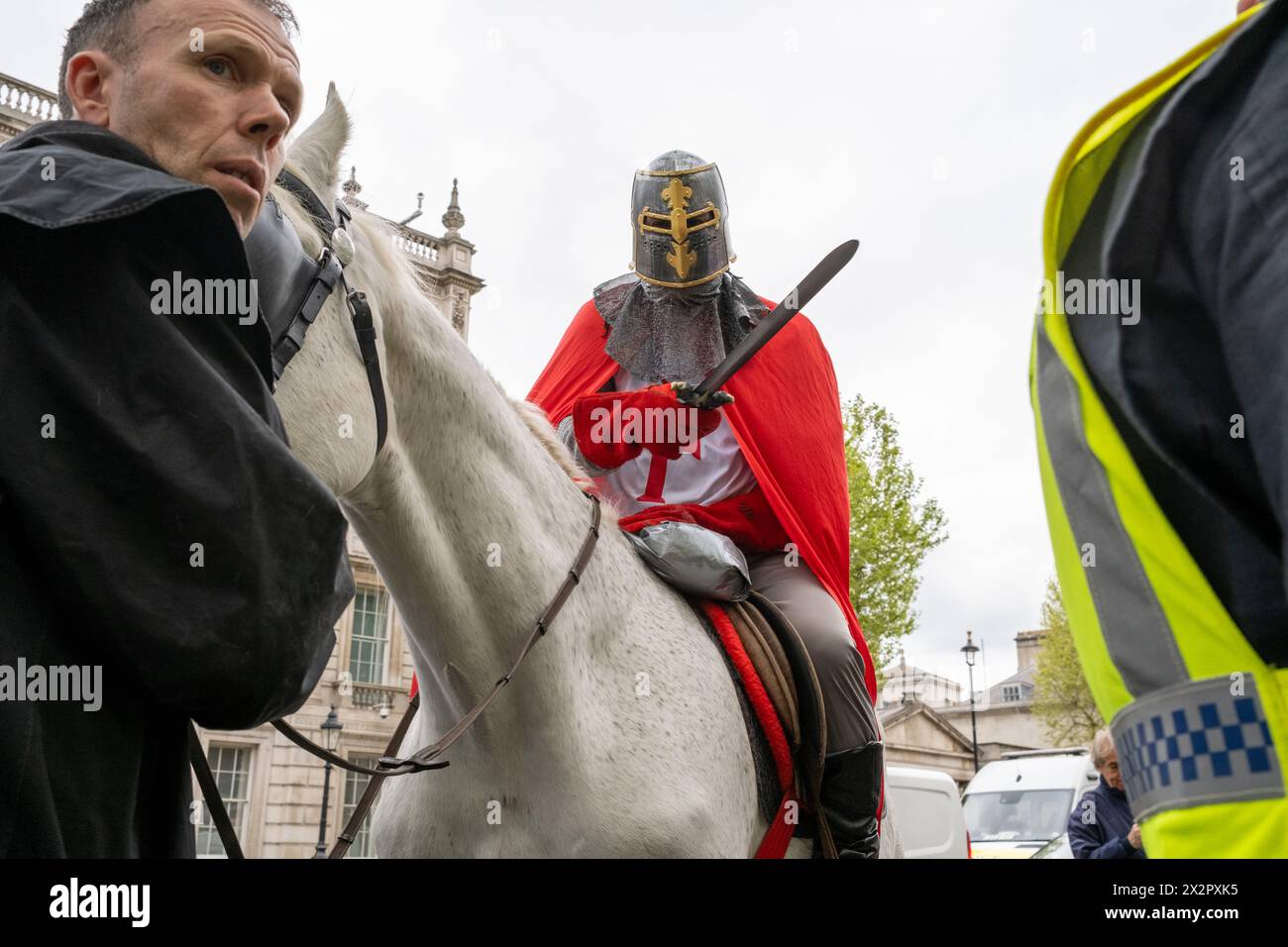 An English Knight arrives at a St Georges Day Rally Rally held in ...
