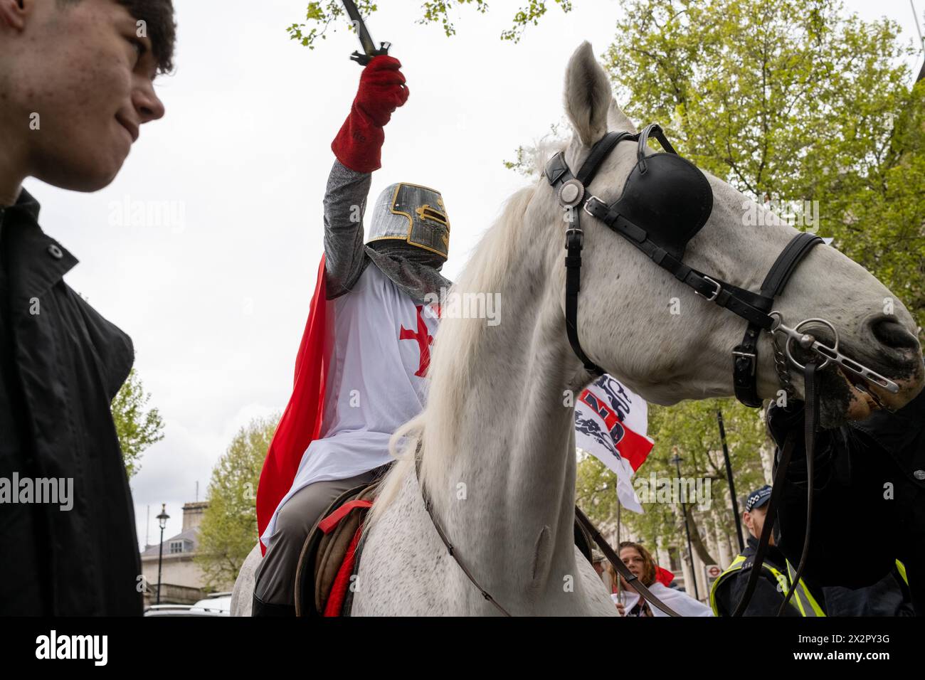 An English Knight arrives at a St Georges Day Rally Rally held in ...