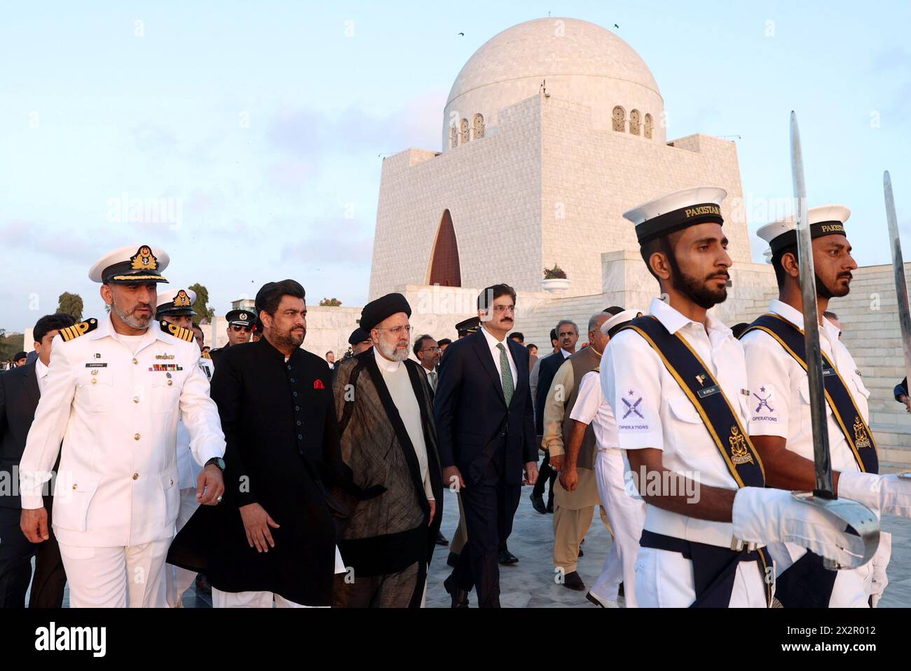 Karachi, Pakistan. 23rd Apr, 2024. Iranian President EBRAHIM RAISI (C ...