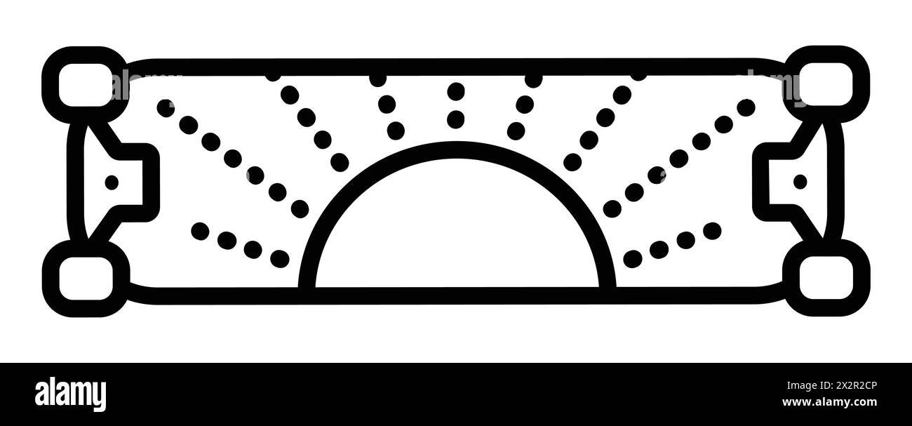 Skate back side, black line vector icon, modern mobile transport sign ...