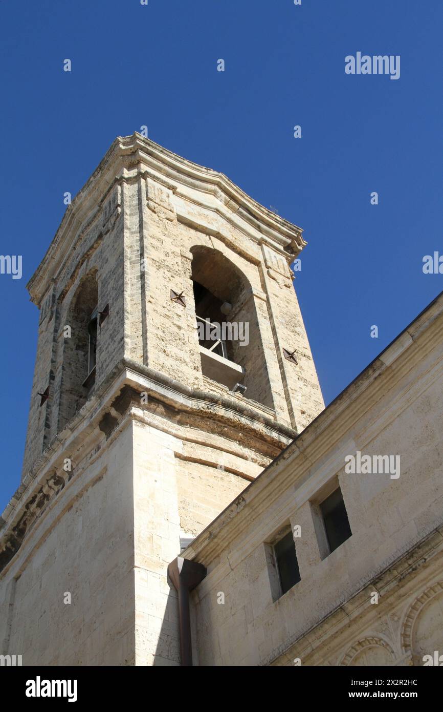 Mola di Bari, Italy. The bell tower of the 13th century Cathedral Saint ...
