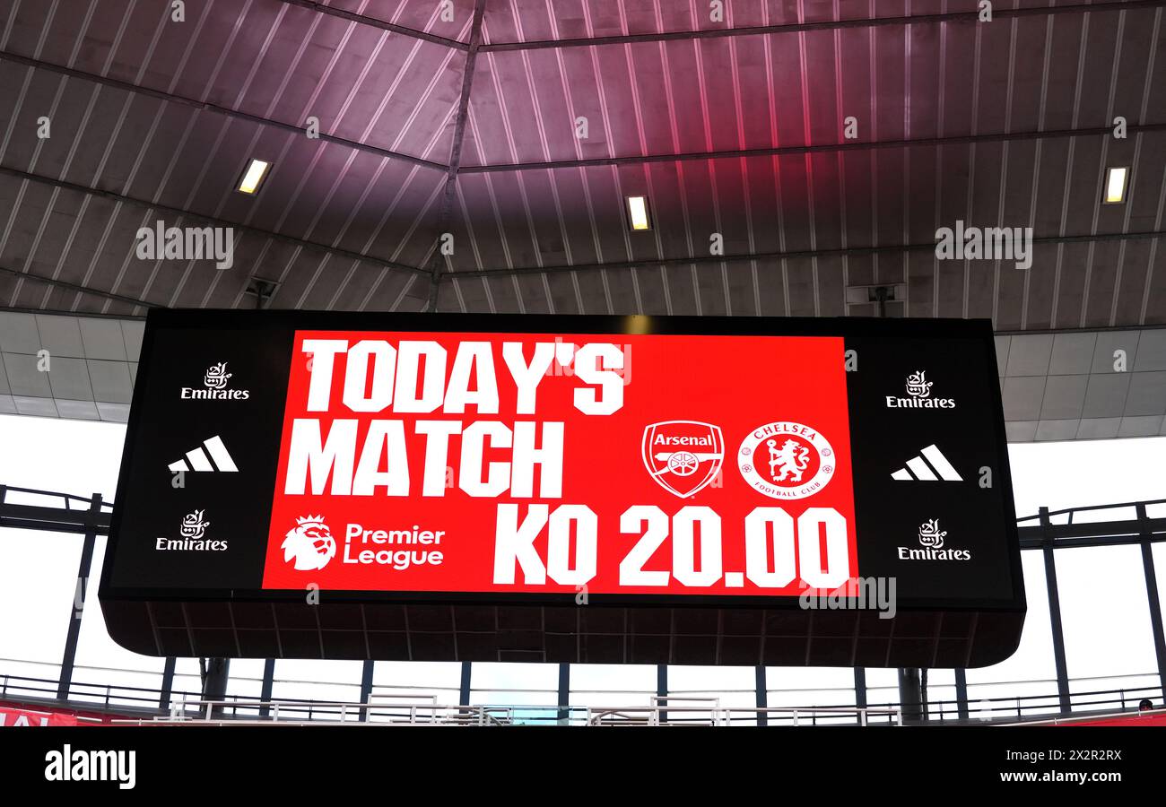 A big screen in the ground displays the match fixture ahead of the ...