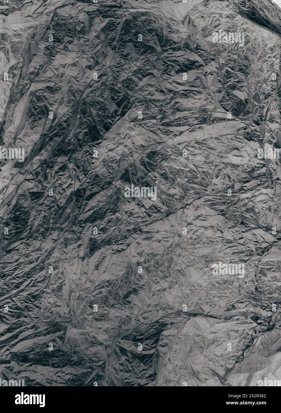 Crumpled texture. Wrinkled paper. Gray color used old film aged foil ...