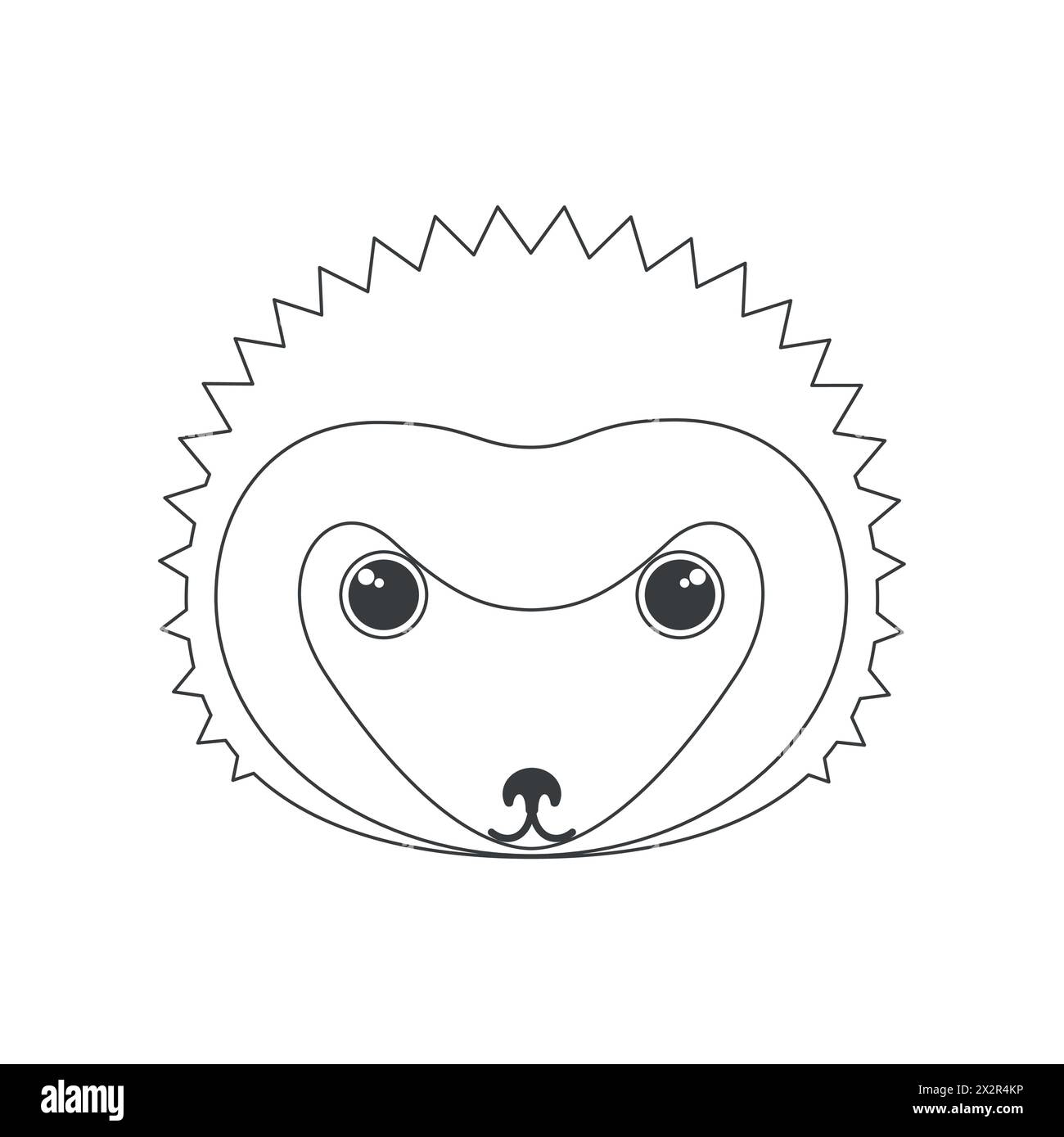 Cute hedgehog face, forest animals head of simple circle shape vector ...