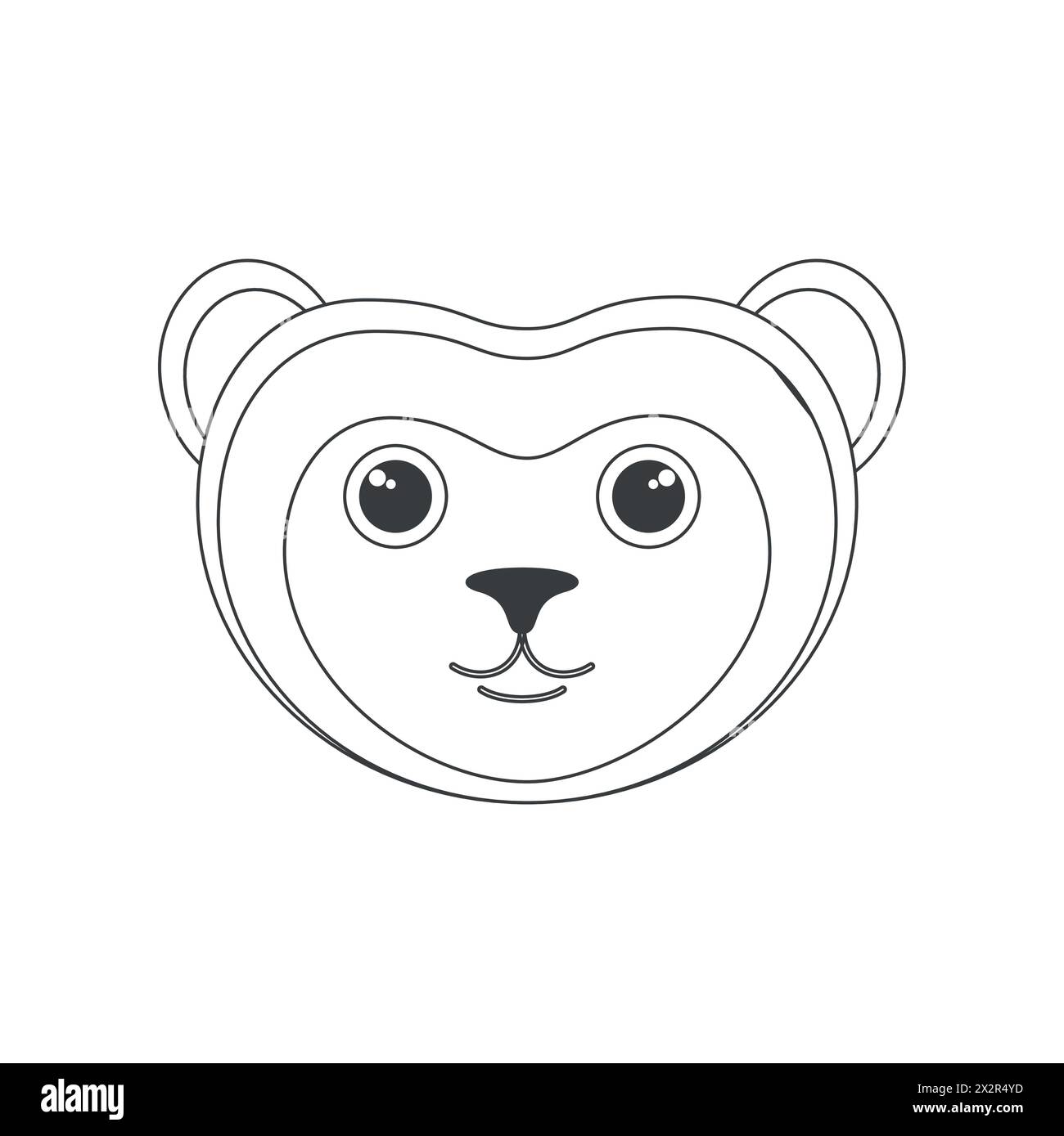Cute monkey face, animal of jungle of simple geometric shape vector ...