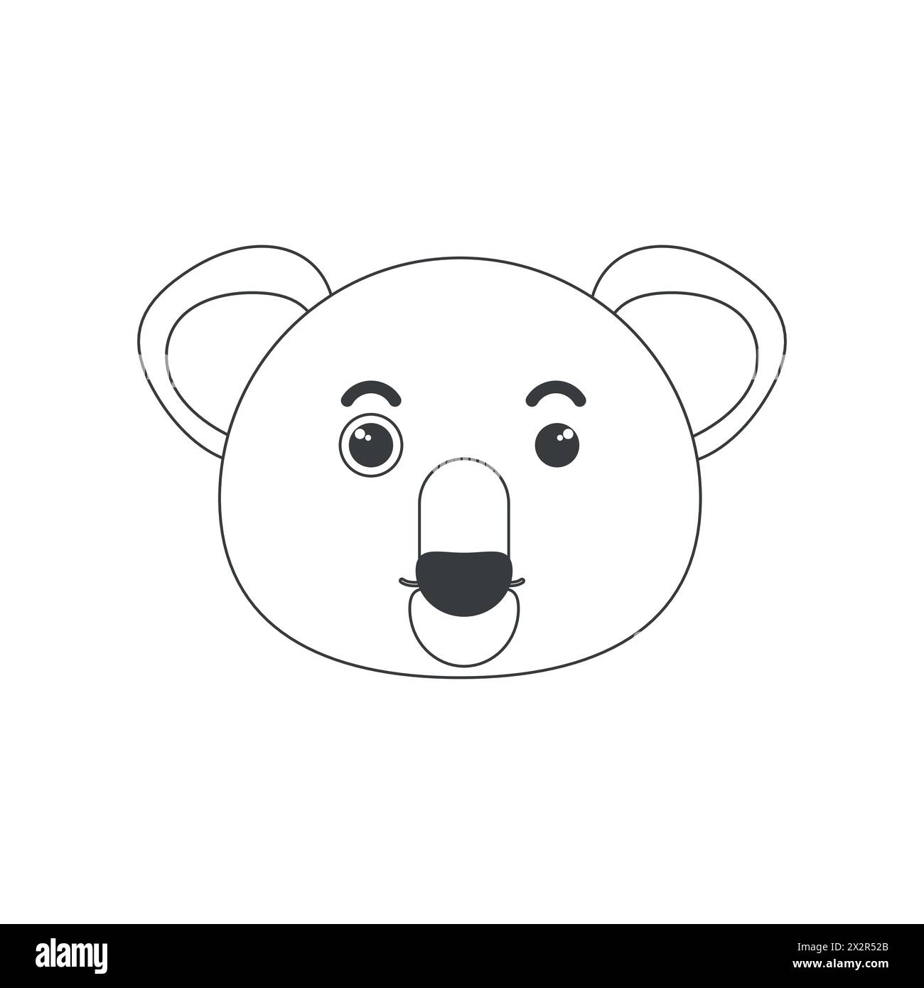 Cute baby koala face, Australian little bear head, animal of simple ...