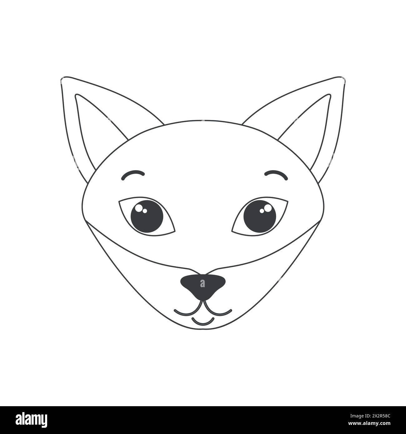 Cute fox face, wild animals head of simple geometric triangle shape ...