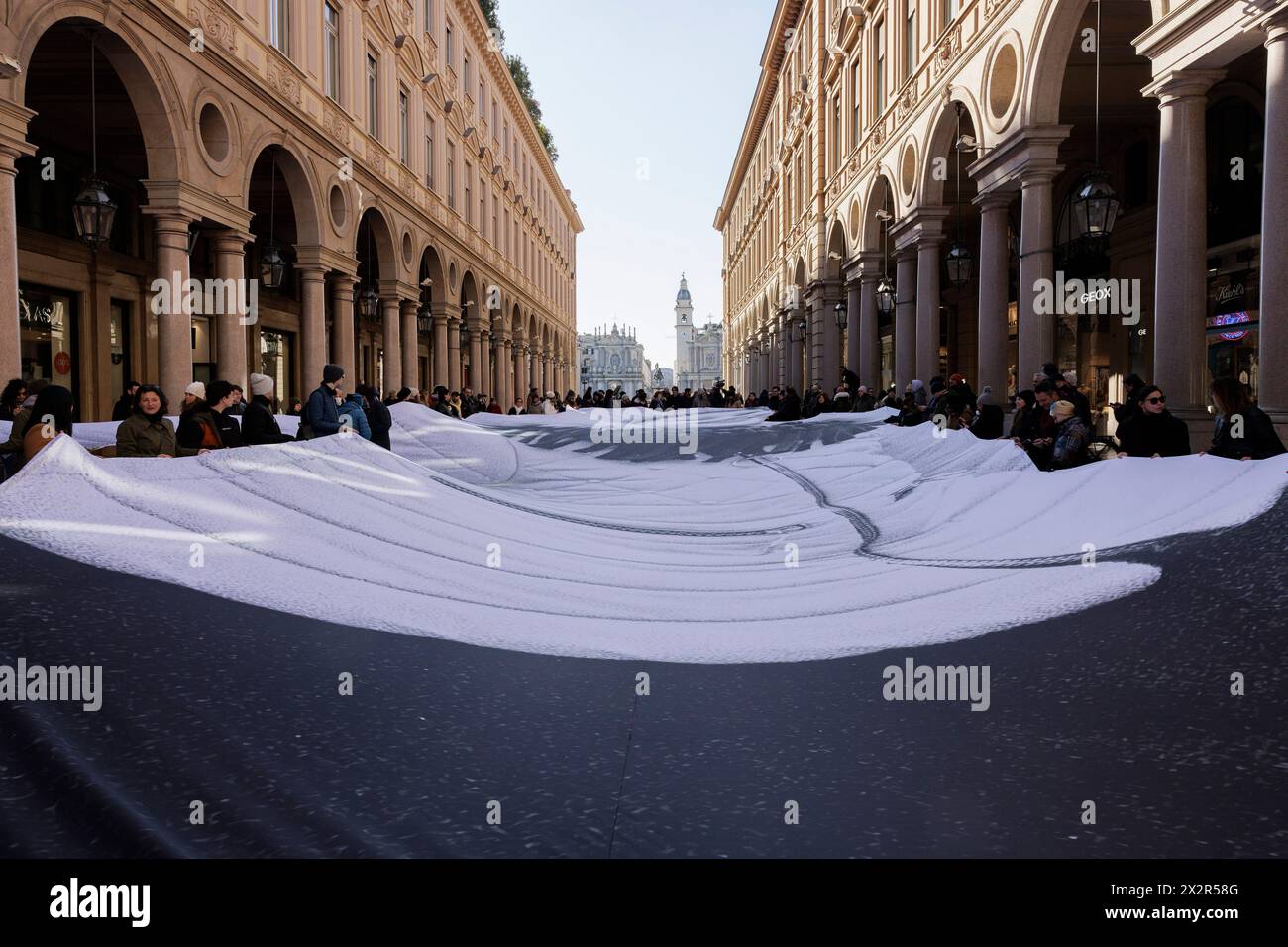 Public art performance by the artist JR (Jen Rene) created on the ...