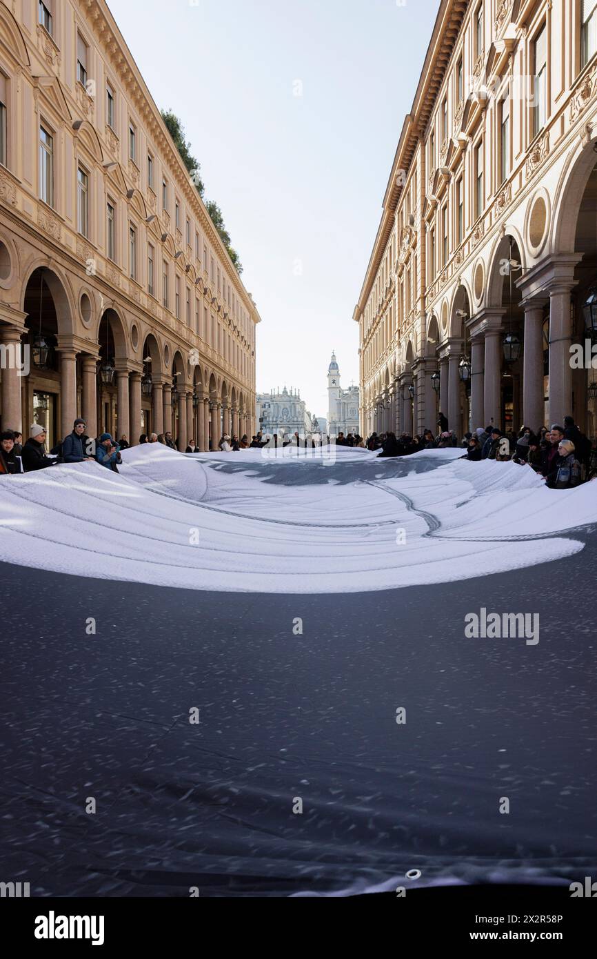 Public art performance by the artist JR (Jen Rene) created on the ...