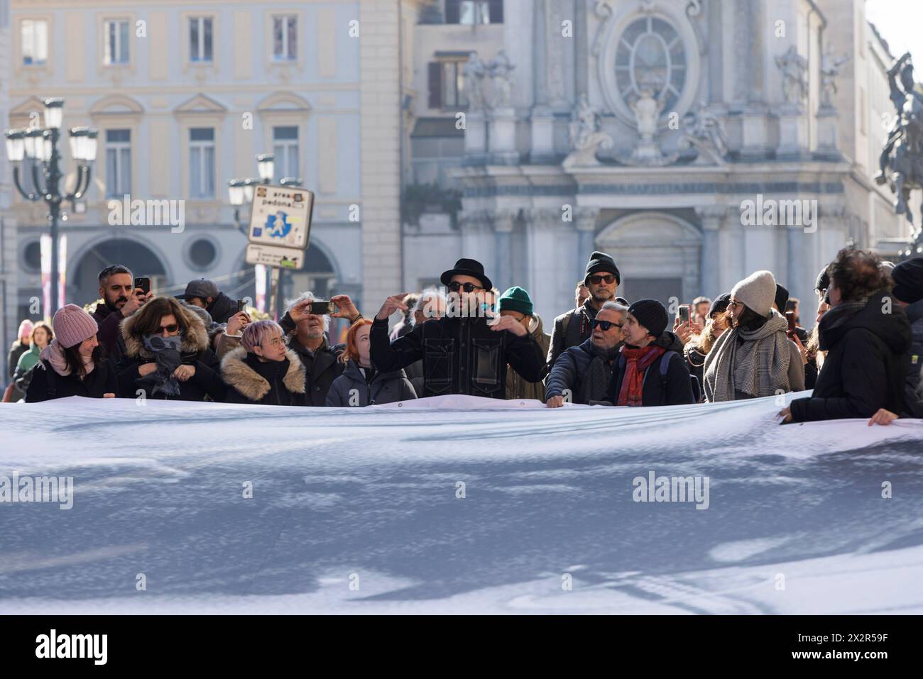 Public art performance by the artist JR (Jen Rene) created on the ...