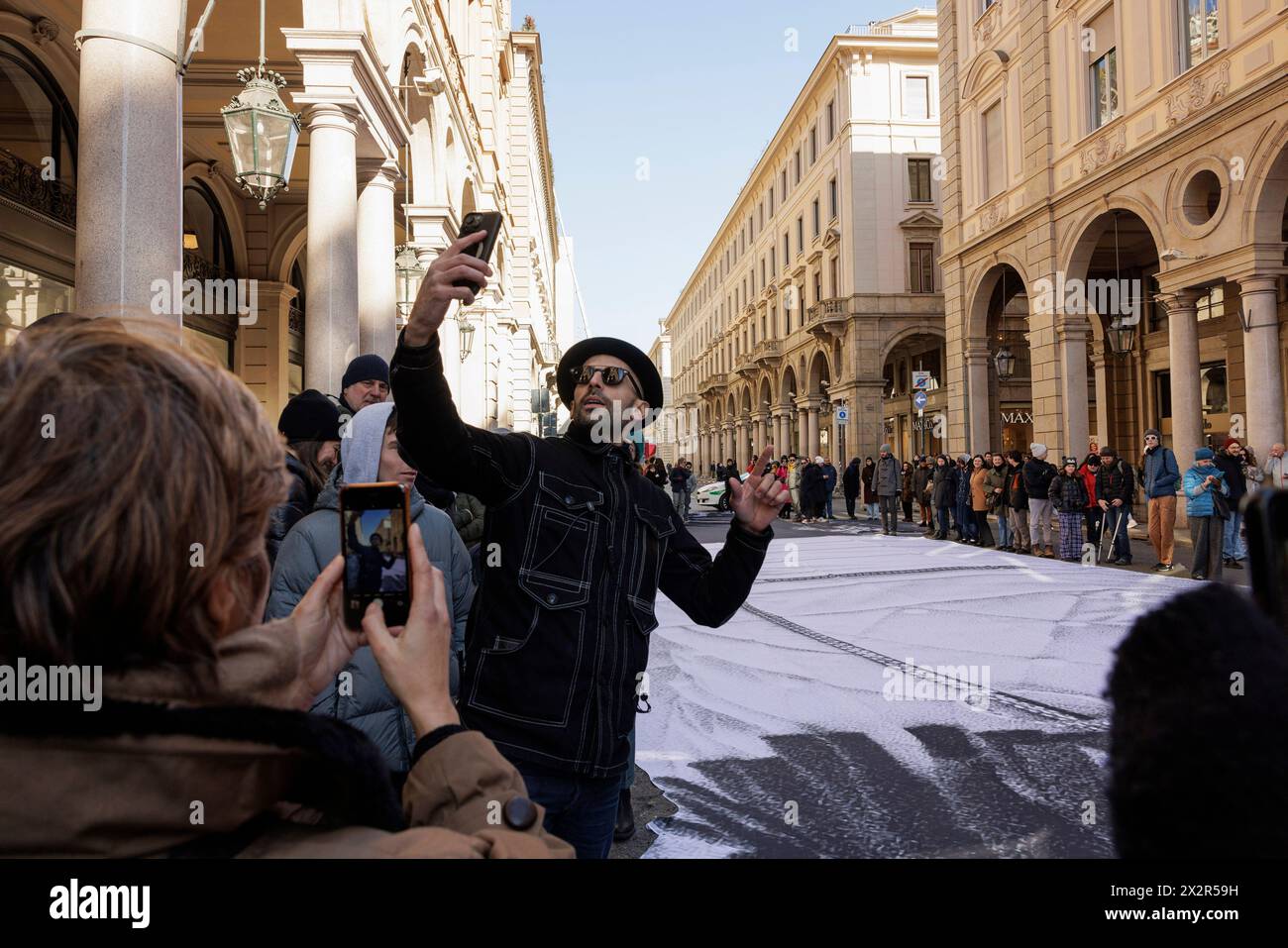 Public art performance by the artist JR (Jen Rene) created on the ...