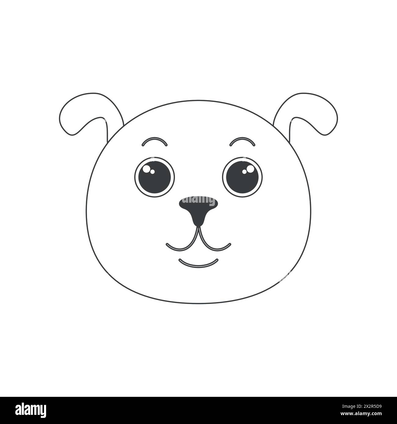 Cute dog face, happy puppy, animals head of simple round shape vector ...