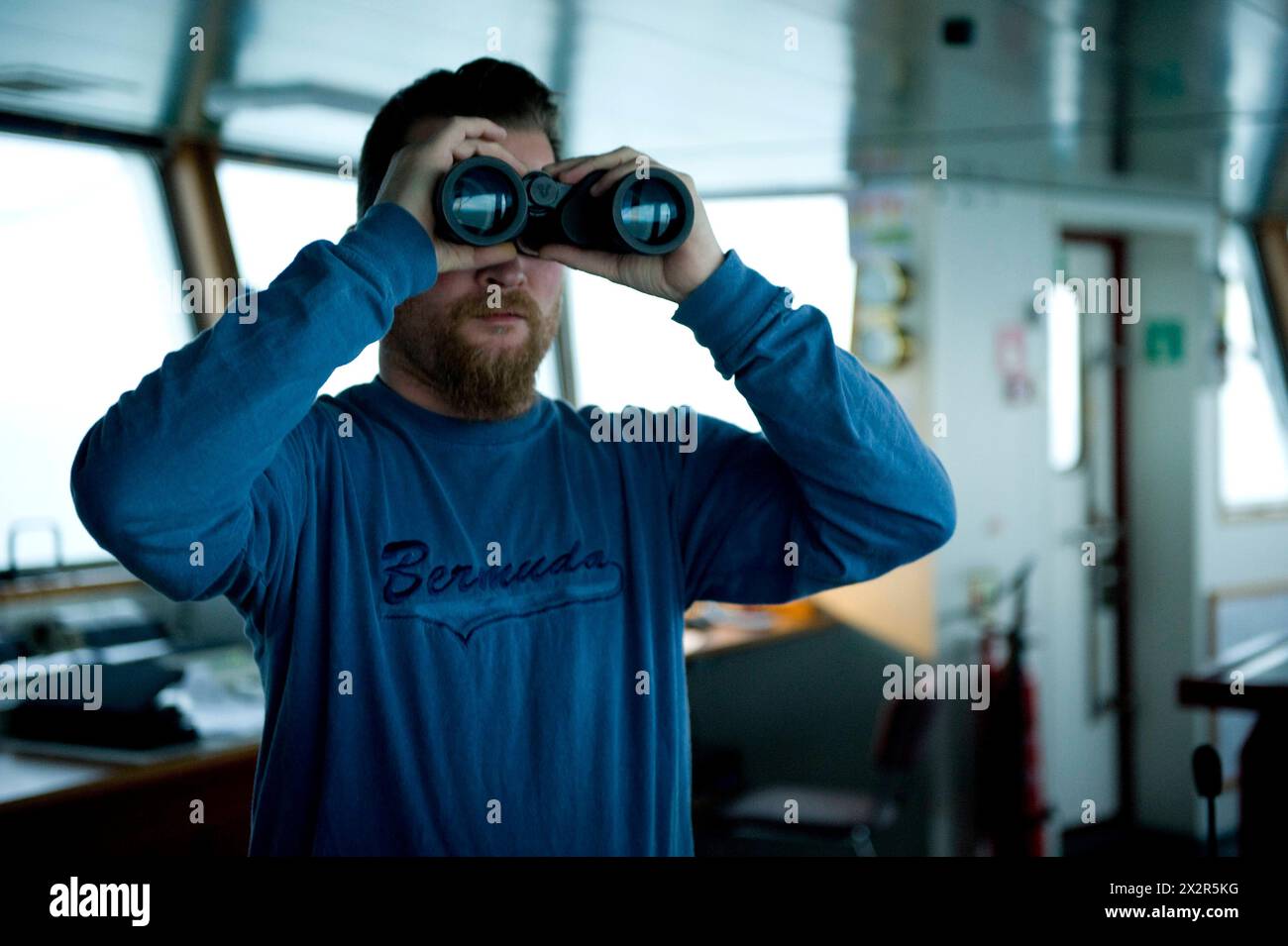 Captain on the Bridge Captain on the Bridge of Container Vessel MS ...