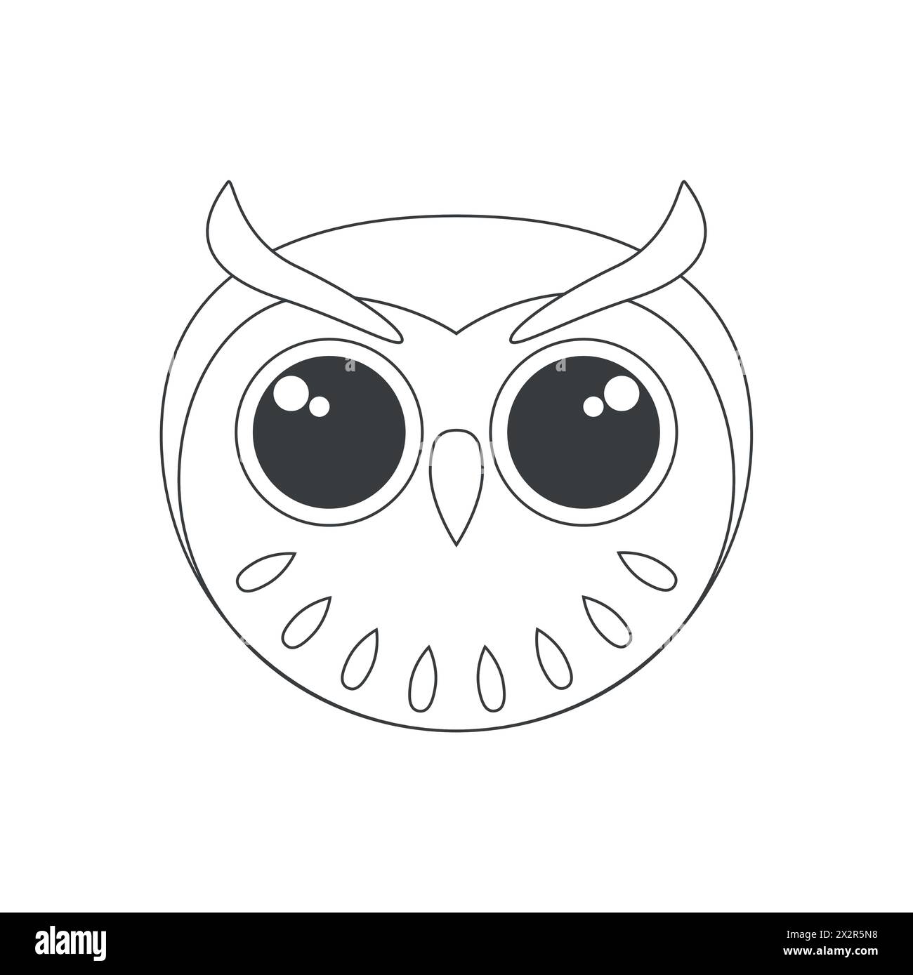 Cute owl face, night birds head of simple circle shape, knowledge ...