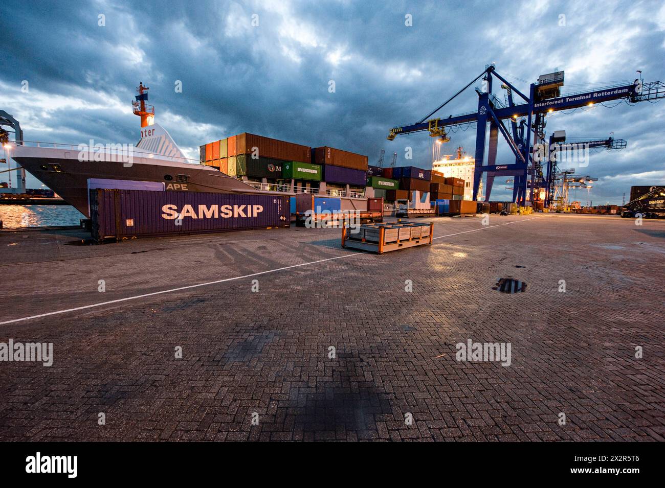 Container Ship Moored at Terminal Container Ship MS Flintercape Moored ...