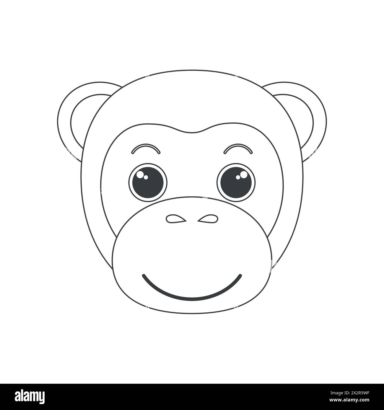 Cute monkey muzzle, primate face and head of simple geometric shape ...