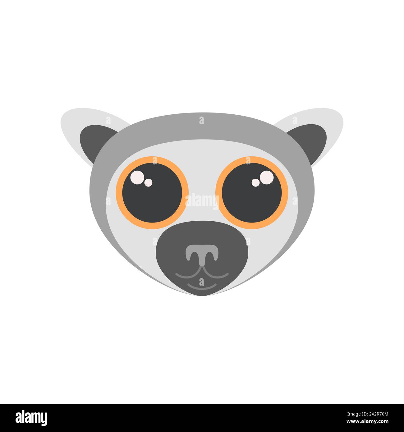 Cute lemur face, portrait of rainforest comic animal mascot for avatar ...