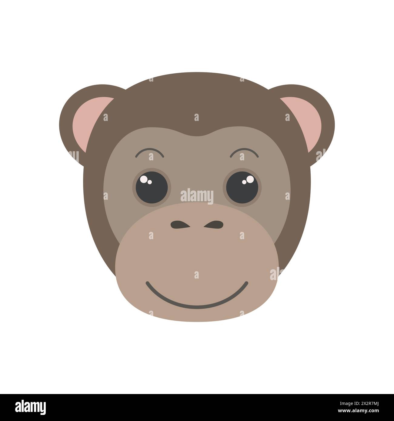 Cute monkey face, portrait of rainforest comic animal mascot for avatar ...