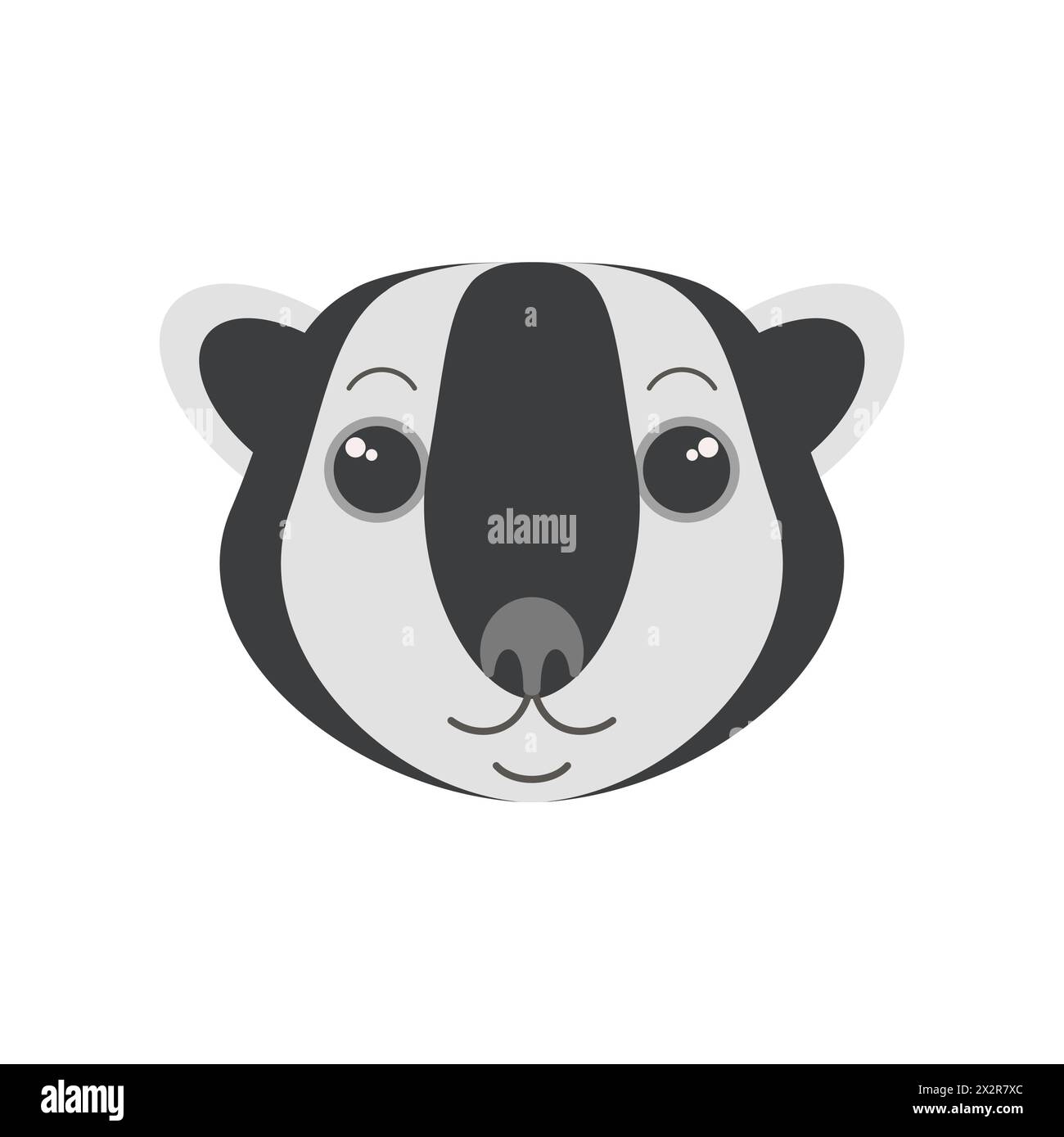 Cute badger face, portrait of wild funny animal character for avatar ...