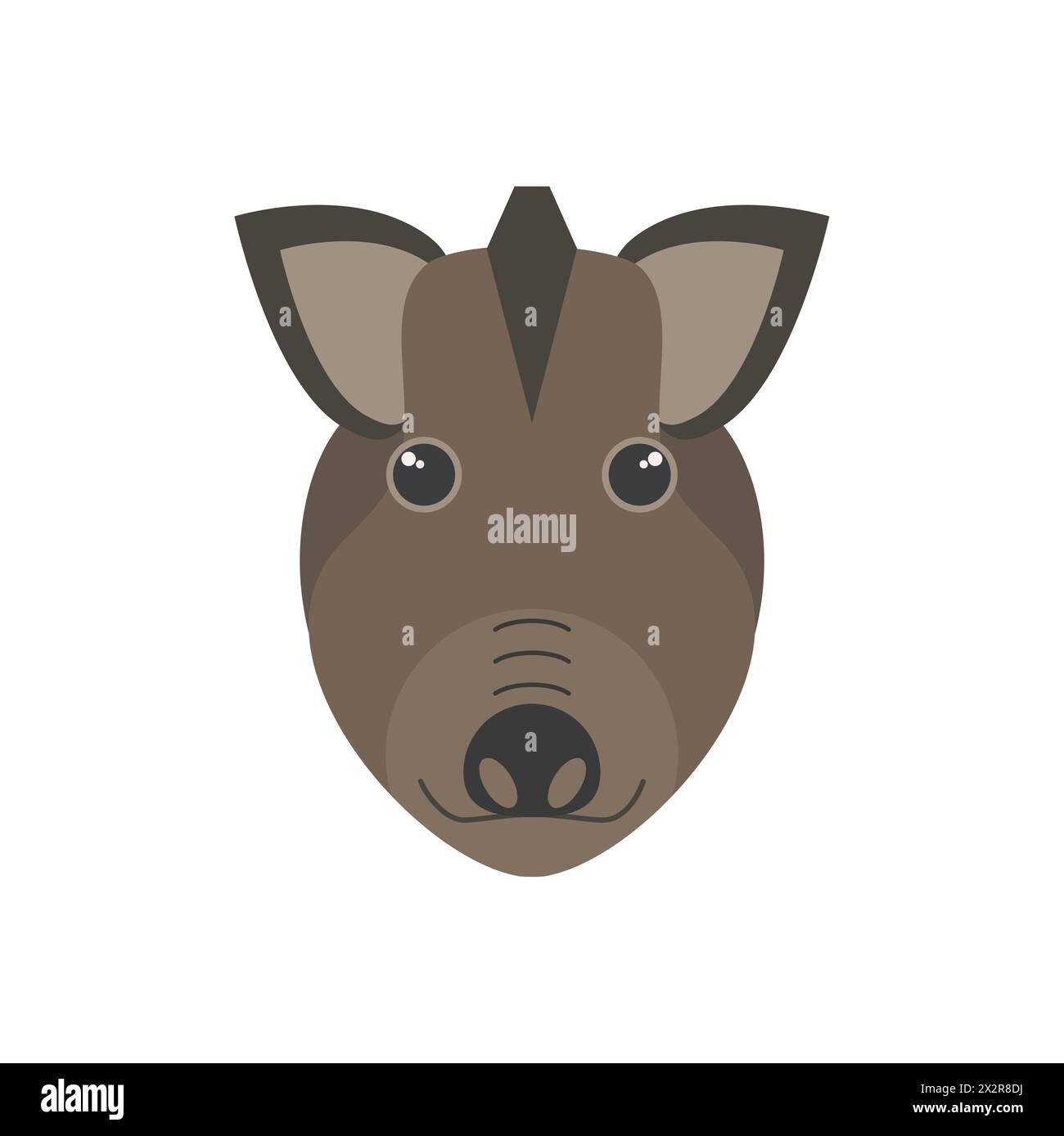 Cute wild boar face, head portrait of brown swine character vector ...