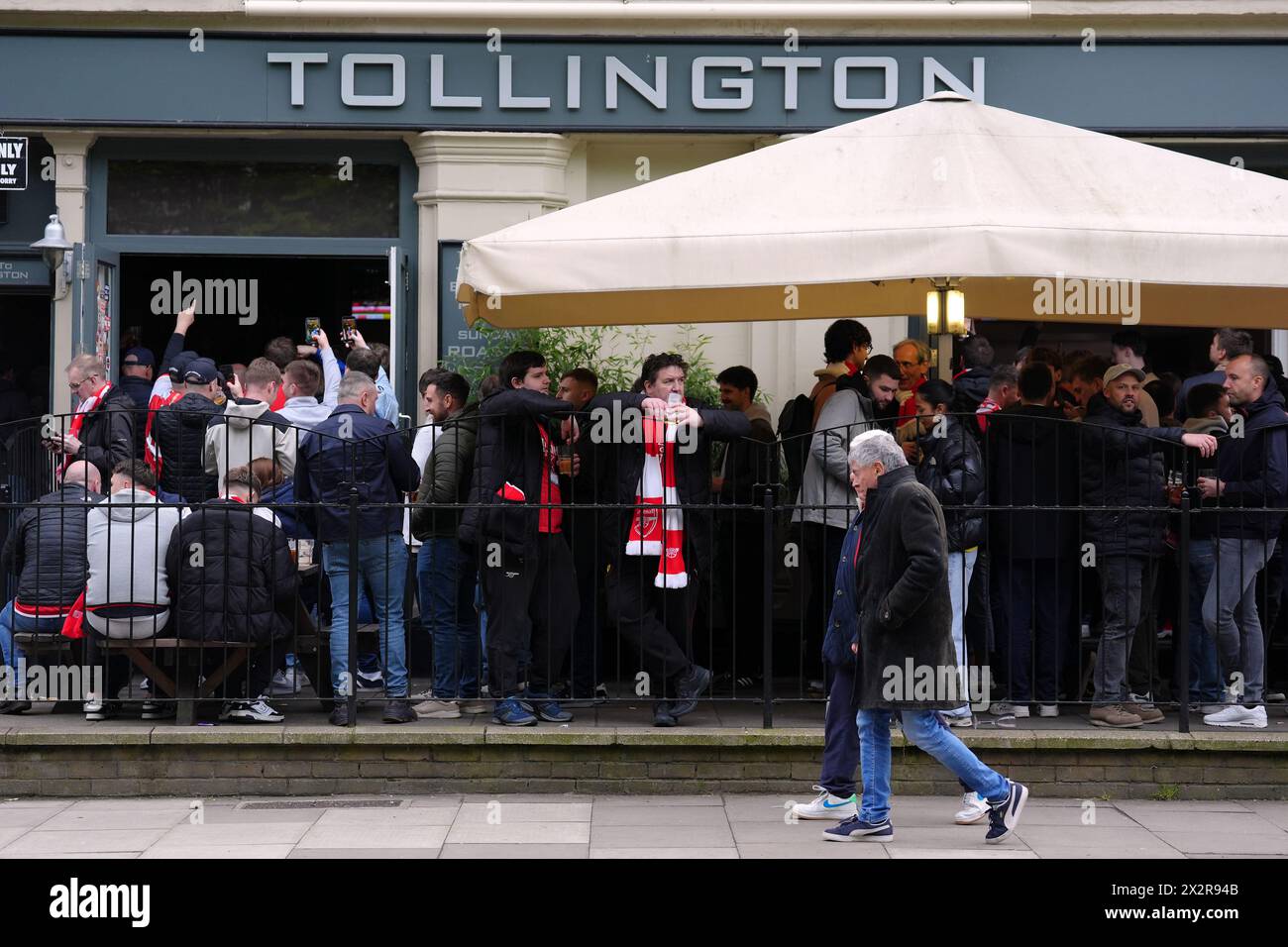Arsenal fans ahead of the Premier League match at the Emirates Stadium ...