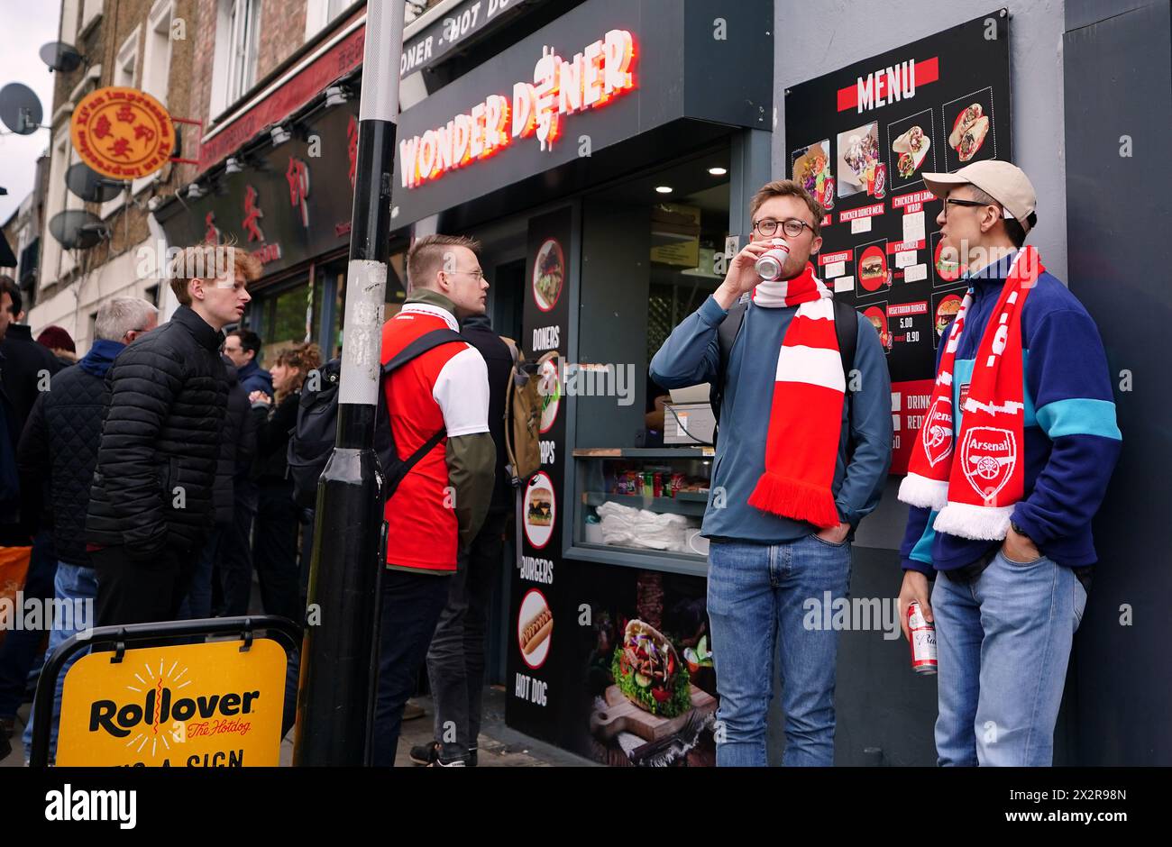 Arsenal fans ahead of the Premier League match at the Emirates Stadium ...