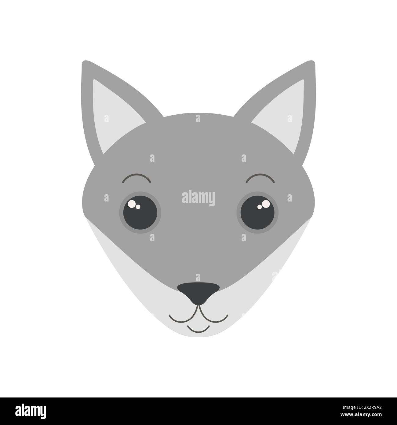 Cute wolf face, portrait of night forest beautiful animal vector ...