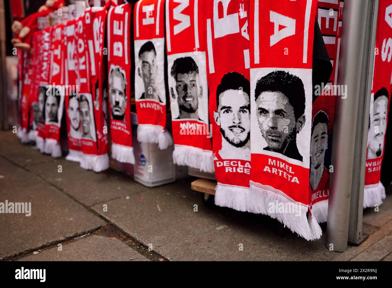 An Arsenal merchandise stall near the ground ahead of the Premier ...