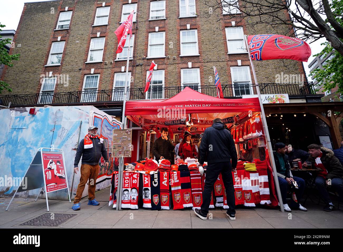 An Arsenal merchandise stall near the ground ahead of the Premier ...