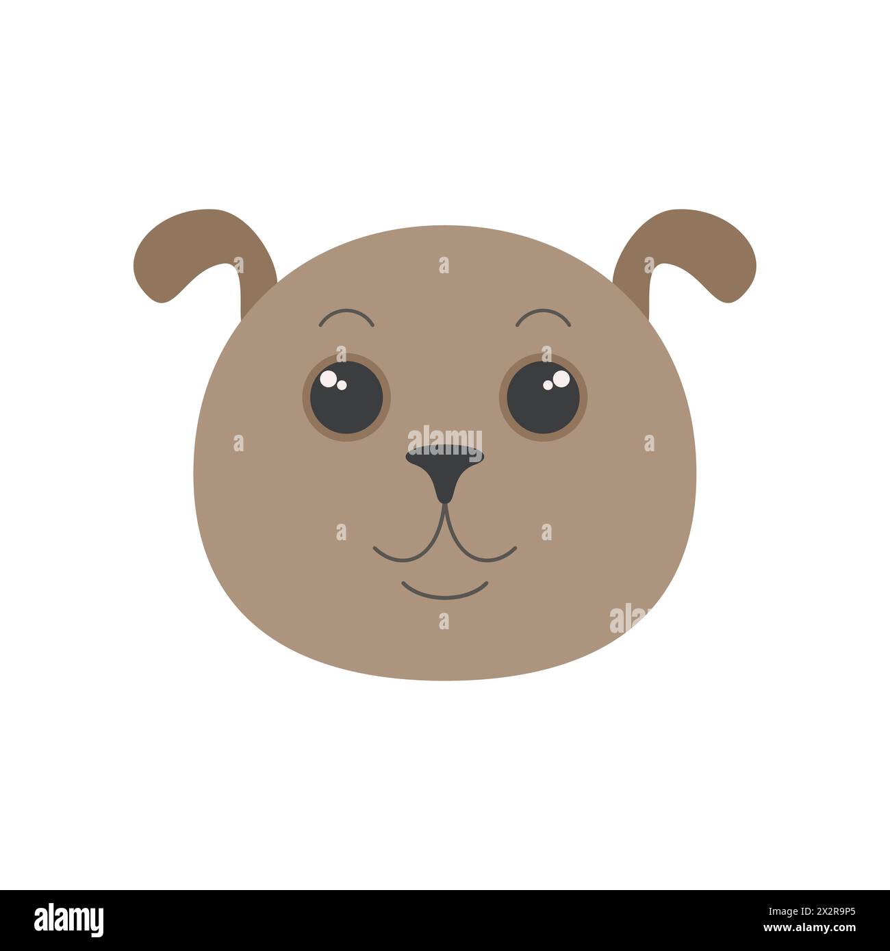 Cute dog face, portrait of happy animal with smile, funny puppy vector ...