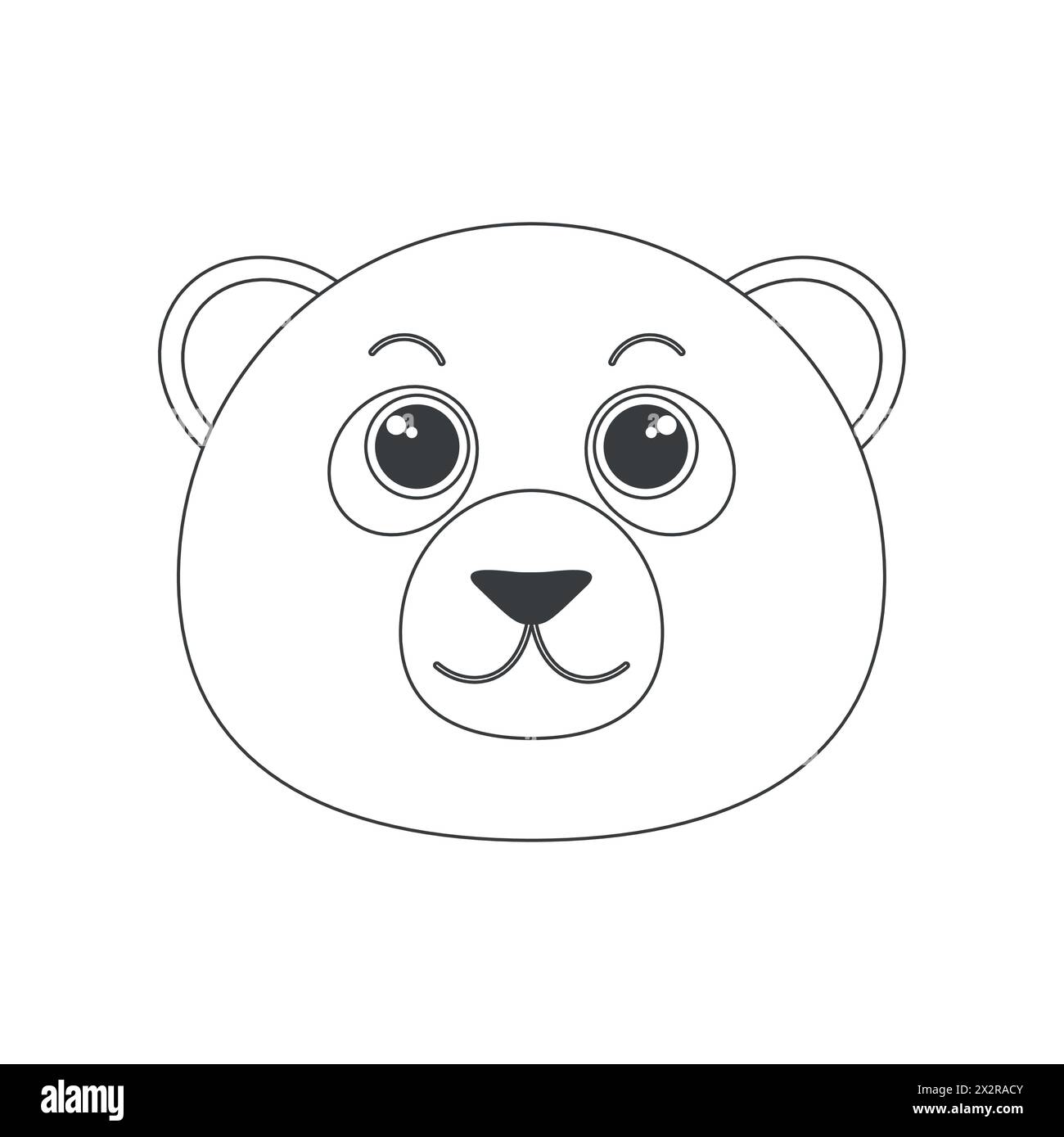 Cute bear face, animals head of simple circle geometric shape vector ...