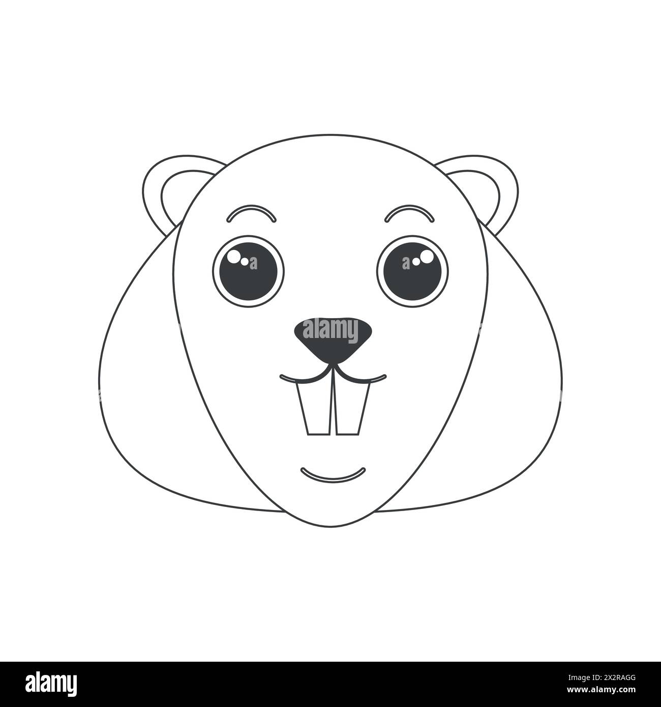 Cute beaver face with teeth and eyes, animals head of simple geometric ...