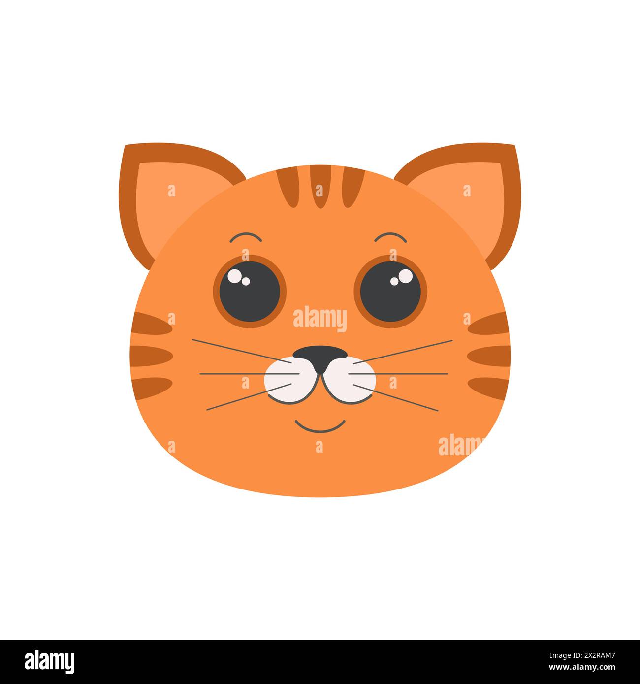 Cute orange cat striped face, funny portrait of ginger kitten vector ...