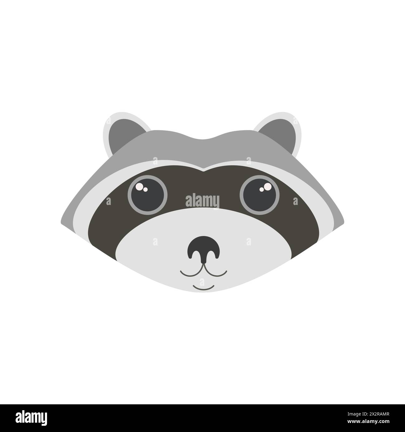 Cute raccoon face, comic head portrait of wild forest character vector ...