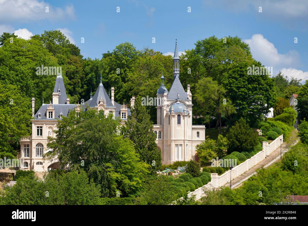 Pierrefonds, France - May 25 2020: The castle of Jonval built at the ...