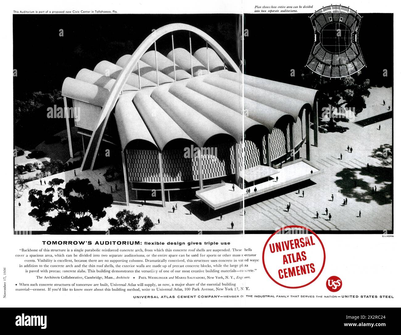 1958 Universal Atlas Cements Print Ad - with Civic Center Auditorium ...
