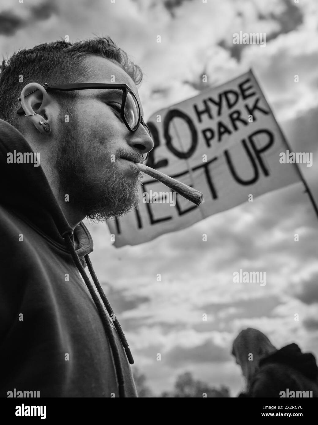 a large cannabis joint during the 420 event in London Stock Photo - Alamy